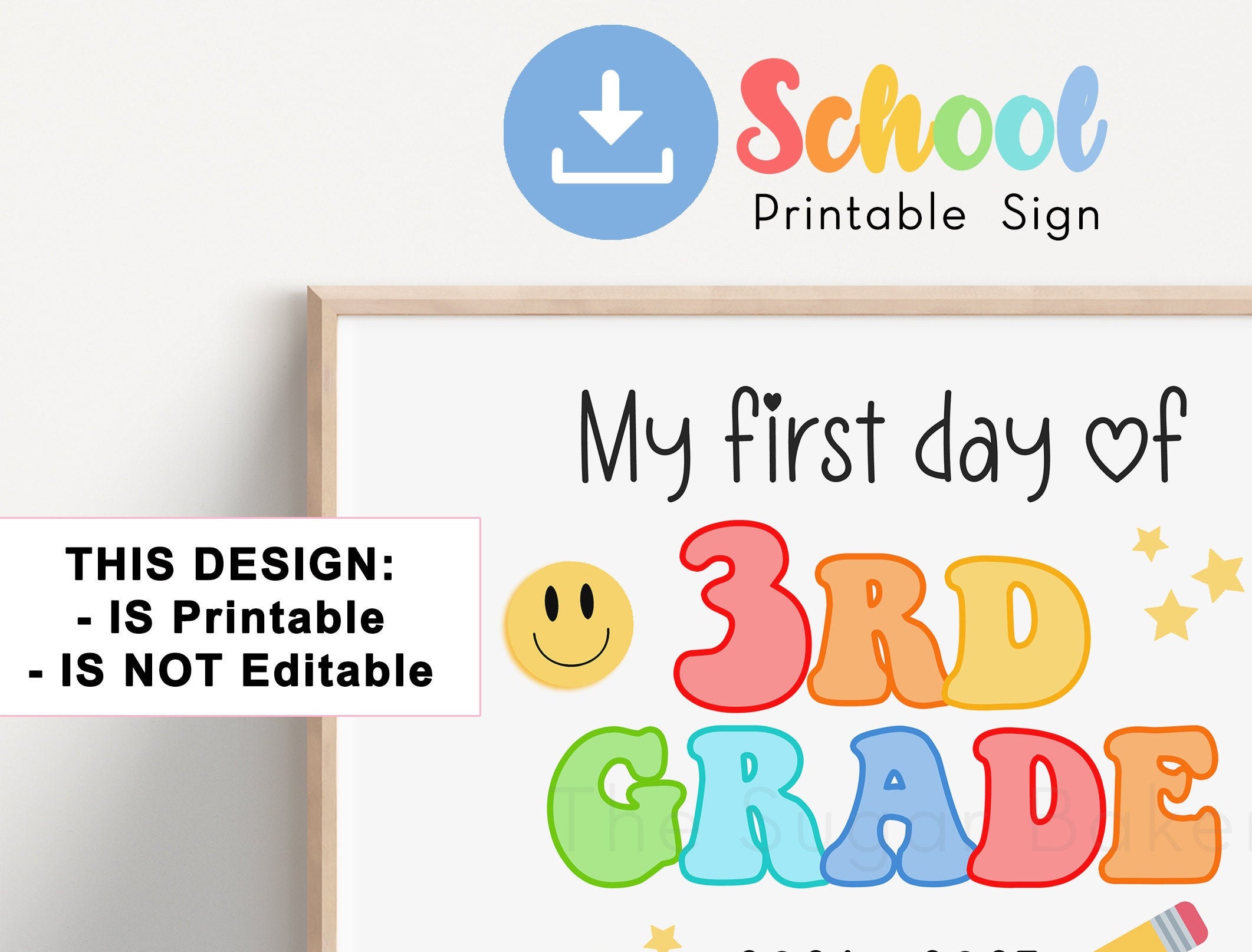 First Day of 3rd GRADE Sign Printable RETRO 3rd Grade Sign Back to ...