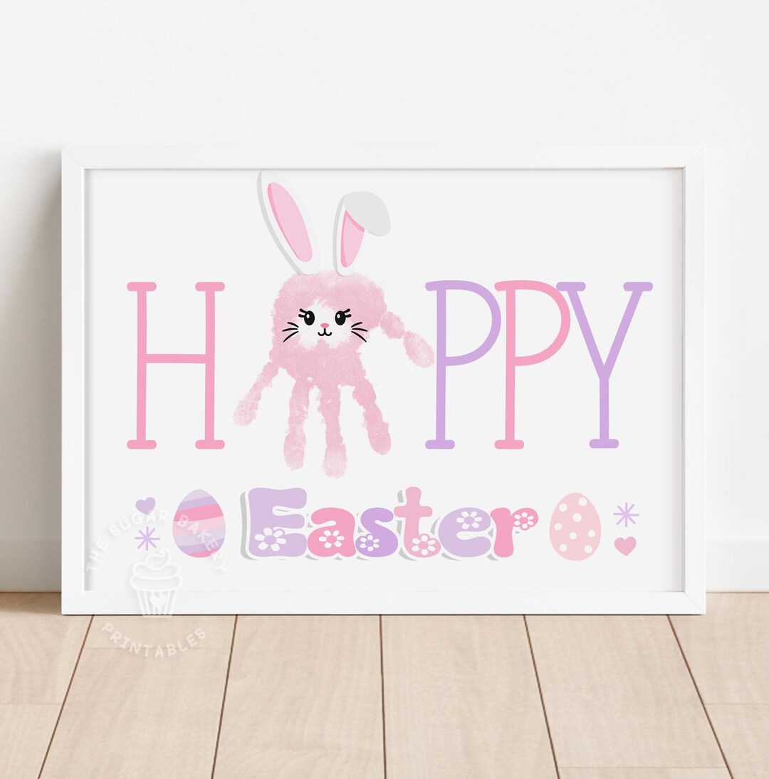 Easter Handprint Art, Happy Hoppy Easter Bunny Handprint Crafts ...