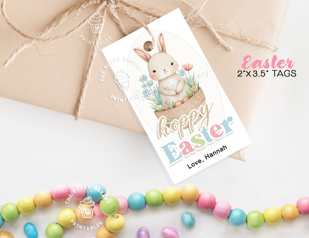 Easter TAGS, Hoppy EASTER Bunny TAG, Printable Easter Gift Tags, Easter ...