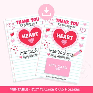 Printable Valentine Gift Card Holder for Teacher, Valentines Day GIFT ...