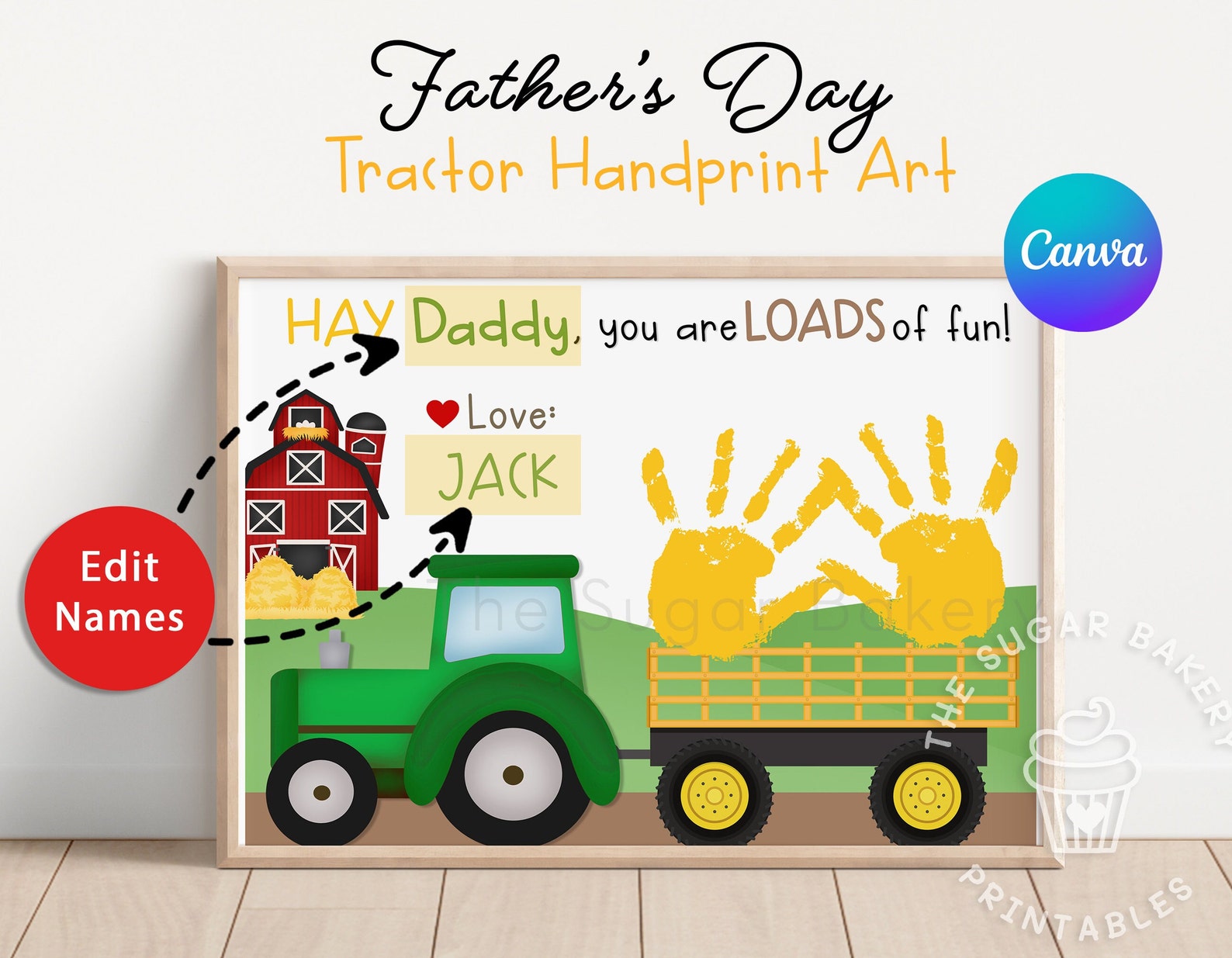 Handprint Art Craft for Father's Day, Tractor Farm Printable Father's ...
