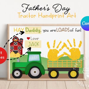 Handprint Art Craft for Father's Day, Tractor Farm Printable Father's ...