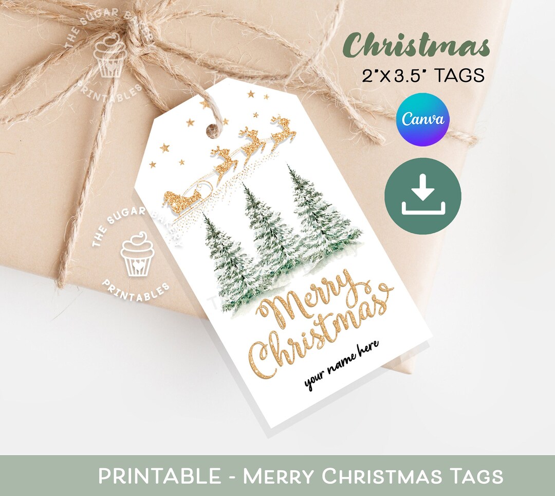 Printable Merry Christmas Tag, EDITABLE Santa Christmas Gift Tags ...