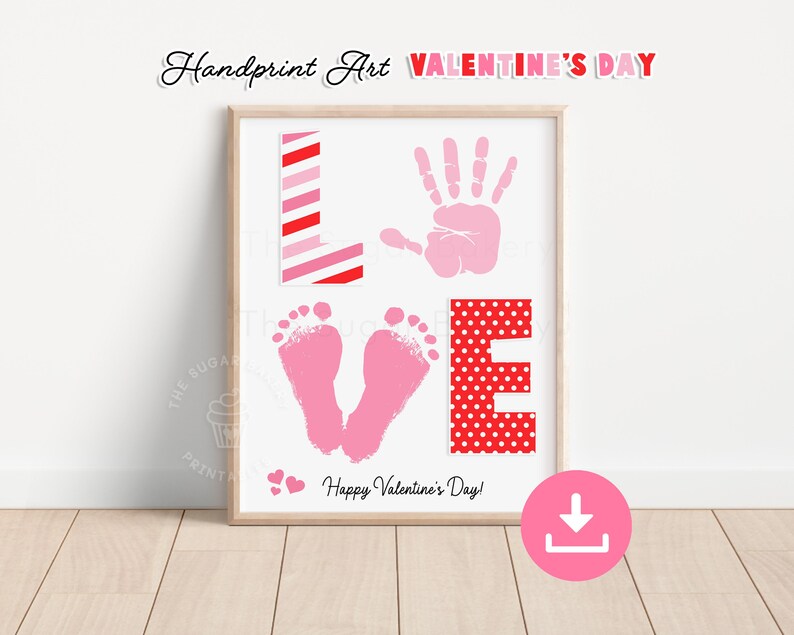 Valentine LOVE Handprint Art, Printable Valentine Craft, Preschool ...