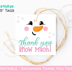 Snowman Cookie Tag, Thank You SNOW MUCH Christmas Cookie Tag, Snowflake ...