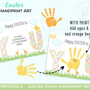 Easter HANDPRINT ART, Printable Easter Chick Handprint Art, Crafts for ...