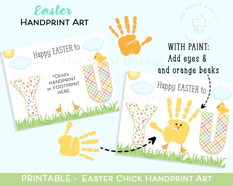 Easter HANDPRINT ART Printable Easter Chick Handprint Art - Etsy