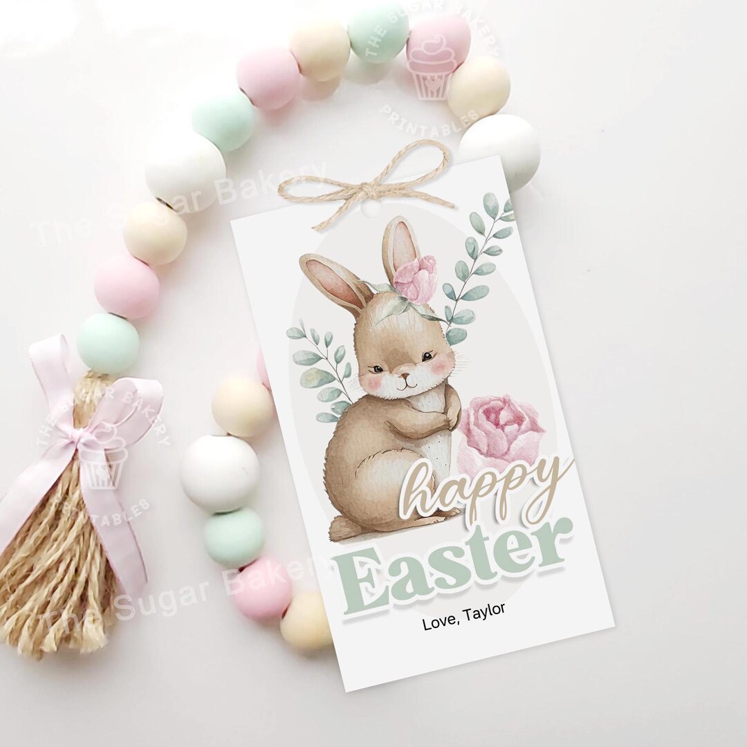 EASTER Bunny Gift TAG, Printable Easter Gift Tags, Happy Easter Tags ...