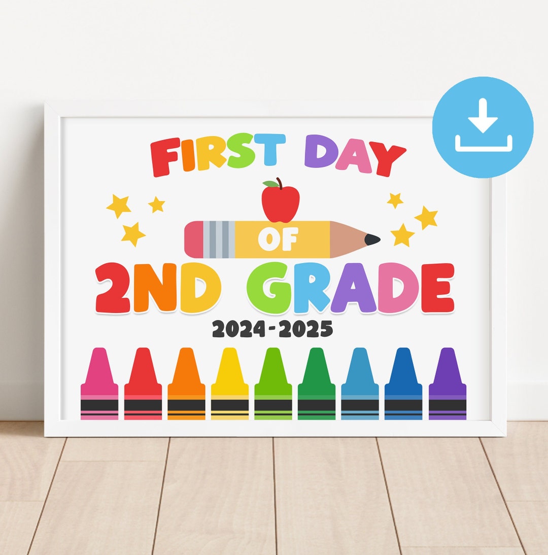 First Day of 2nd Grade Grade, 2nd Grade Sign, Second Grade Sign ...