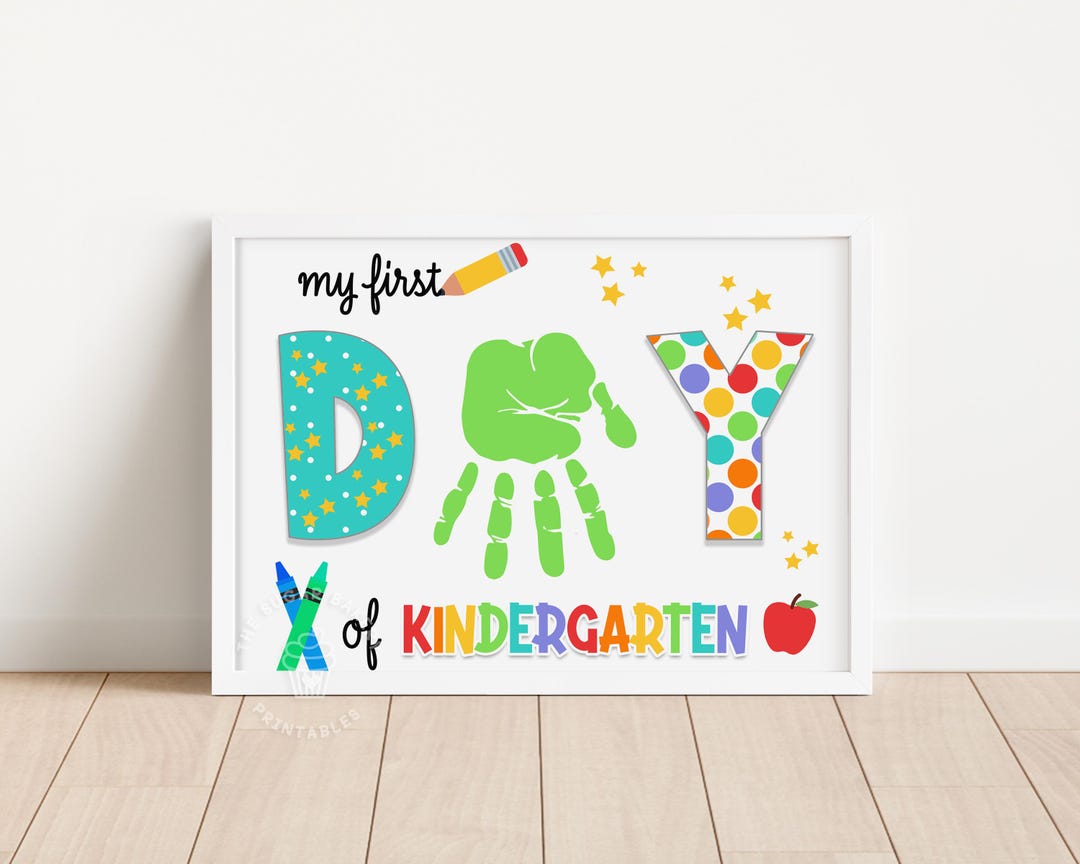First Day of Kindergarten Handprint Art, Handprint Craft Back to School ...