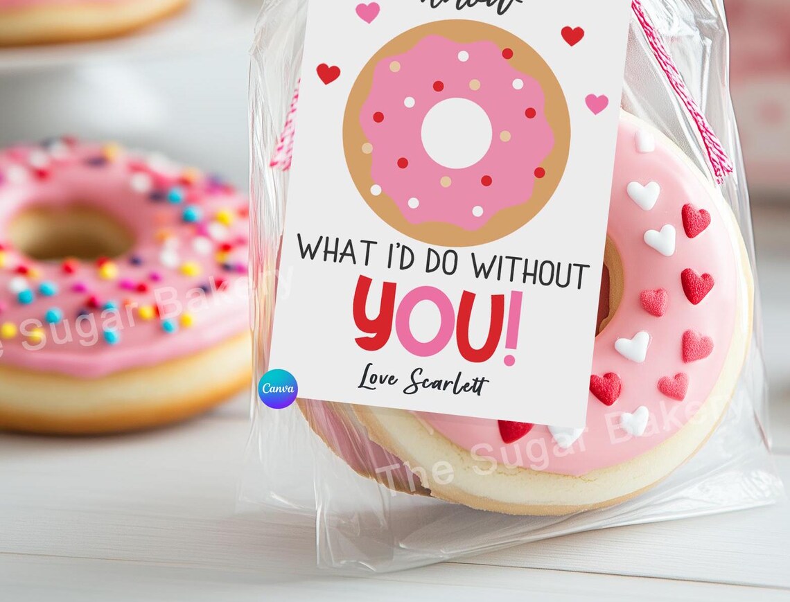 Editable Valentine's Day DONUT Teacher Tag, Valentines Day Teacher ...