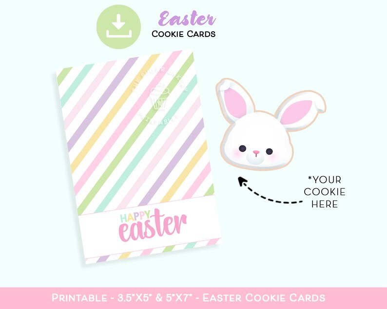 Happy Easter COOKIE CARD, 3.5x5 & 5x7 SPRING Cookie Card, Easter Cookie ...