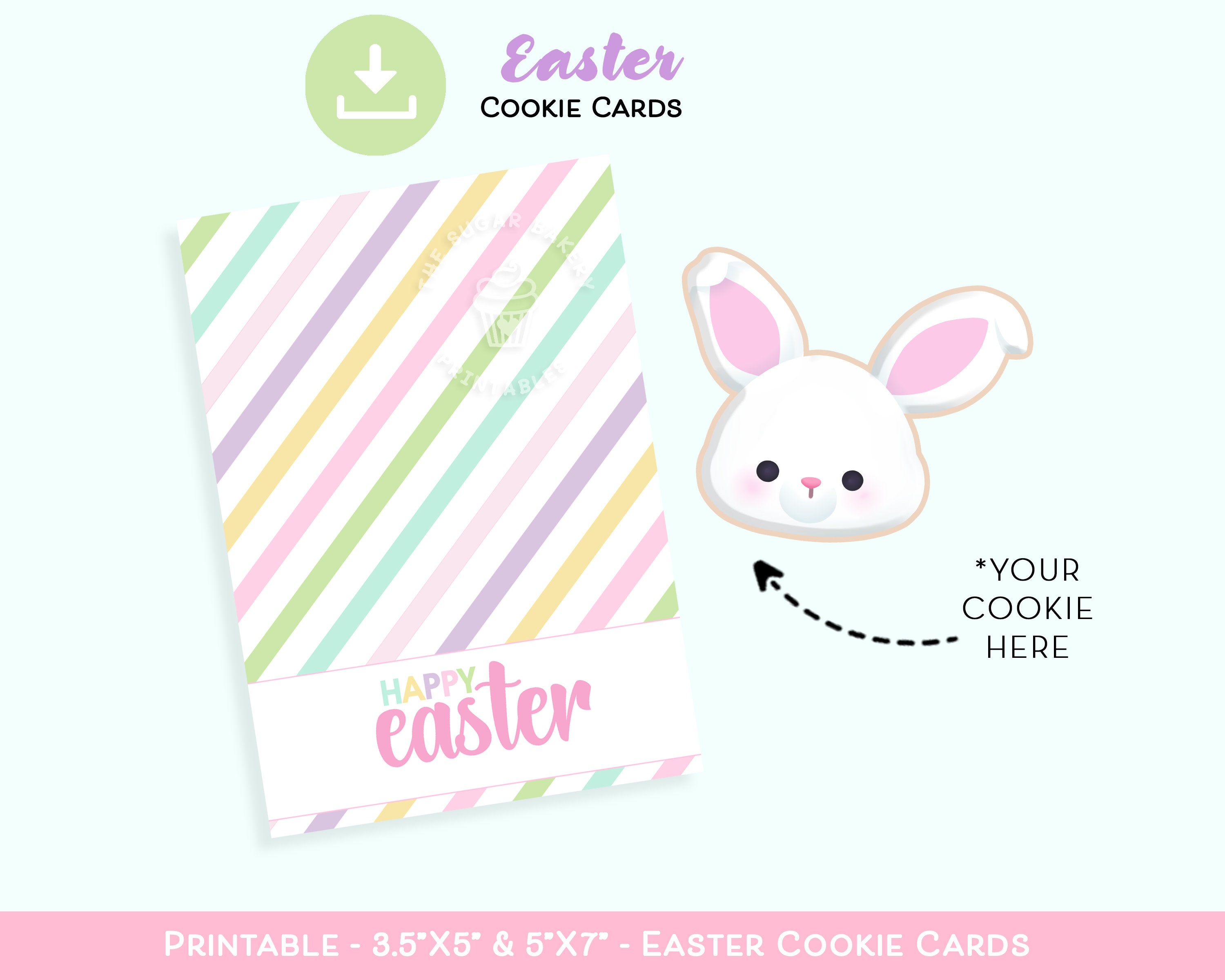 Happy Easter COOKIE CARD, 3.5x5 & 5x7 SPRING Cookie Card, Easter Cookie ...