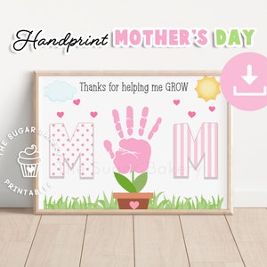 Printable Mothers Day Handprint Craft for Mom Mothers Day Flower ...