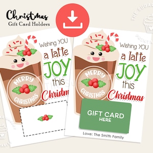 Printable Christmas Coffee Gift Card Holder THANKS A LATTE Printable ...