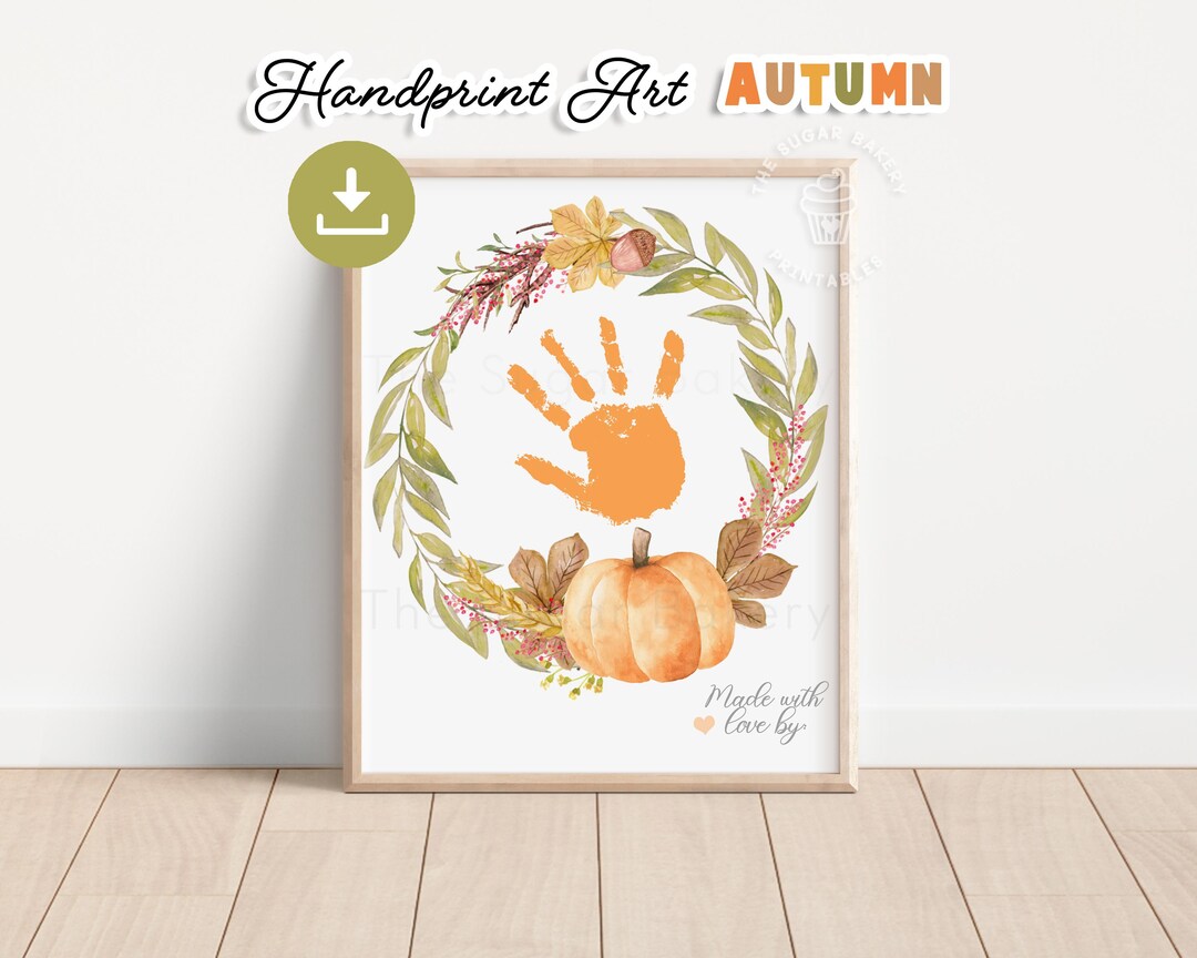 Autumn Wreath Handprint Art, Baby Child Handprint Art, Gift for ...