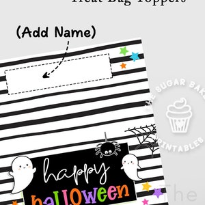 Halloween TREAT Bag TOPPER, Halloween Treat Bags for Kids, Printable ...