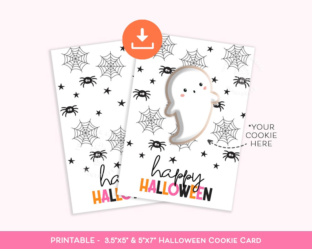 Happy Halloween Spider Cookie Card, 3.5x5 Mini Cookie Card, 5x7 Cookie ...