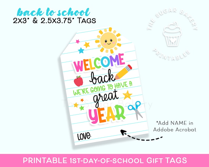 Welcome Back 1st Day of School TAGS. First Day of School - Etsy