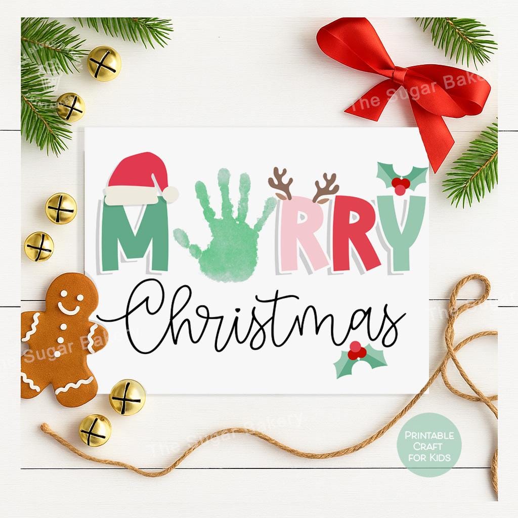 Christmas Handprint Craft Printable, Kids Colorful Reindeer Handprint ...