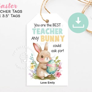 Printable Easter Teacher Gift Tag, Teacher Appreciation Bunny Printable ...