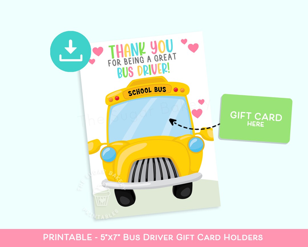 BUS DRIVER GIFT Card Holder, Thank You for Being a Great School Bus ...