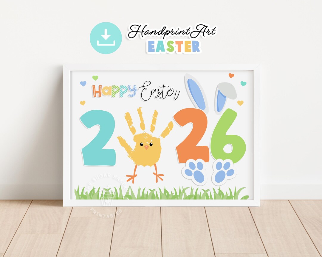 Cute Easter HANDPRINT Craft 2026 Printable Easter Bunny Handprint Art ...