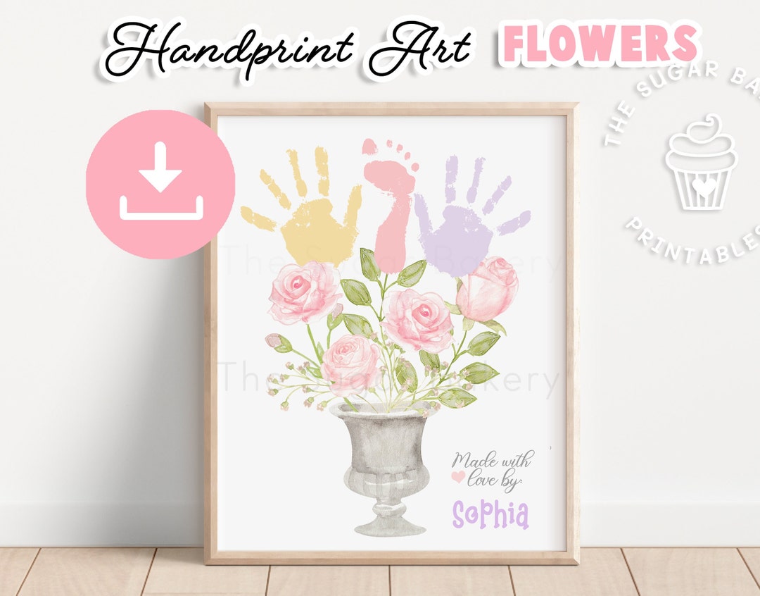 Mother's Day Handprint Art Floral Bouquet Baby Girl - Etsy
