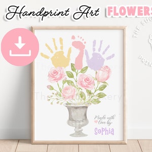 Mother's Day Handprint Art Floral Bouquet Gift for Mom Handprint Gift ...
