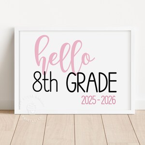 1st Day of SCHOOL SIGN 8th GRADE, Back to School Sign, First Day of 8th ...