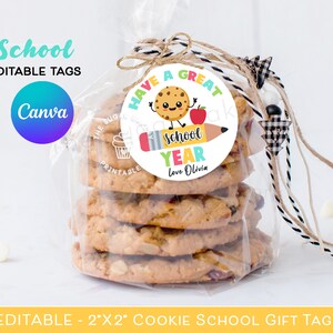 First Day of School Cookie Tag, Back to SCHOOL Gift Tag, Have a Great ...