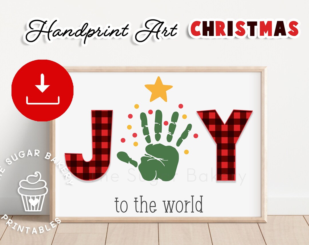 JOY to the World Handprint Art, Buffalo Plaid Christmas Tree, Preschool ...