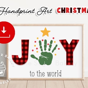 JOY to the World Handprint Art, Buffalo Plaid Christmas Tree, Preschool ...