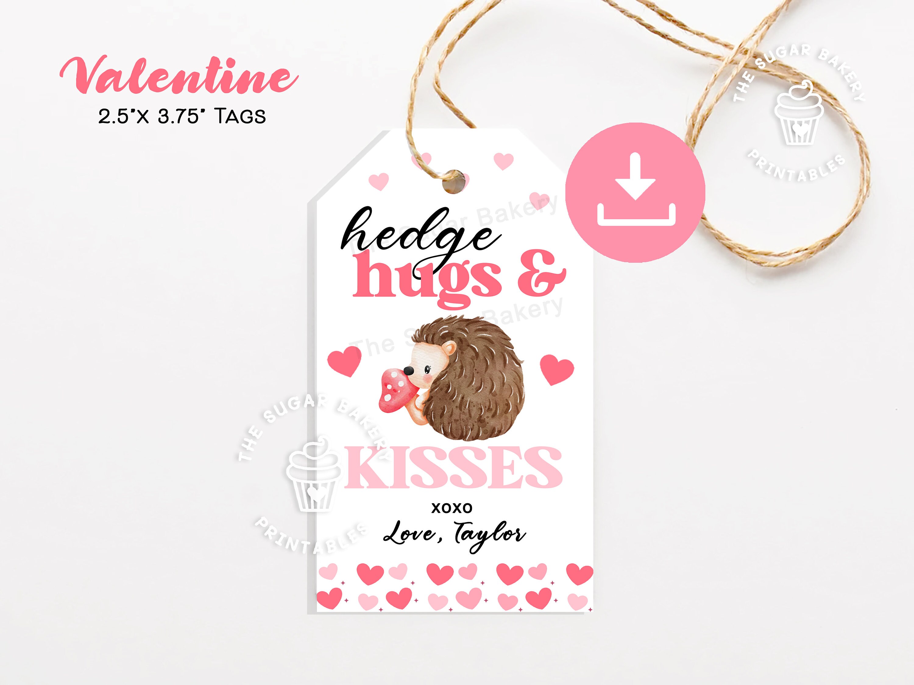 Editable Hedgehugs & Kisses Valentine Tag Printable Valentine - Etsy