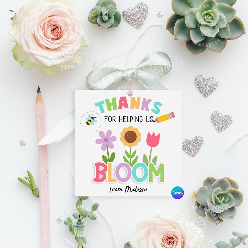Thank You for Helping US BLOOM Tags Teacher Thank You Tag Plant Flower ...