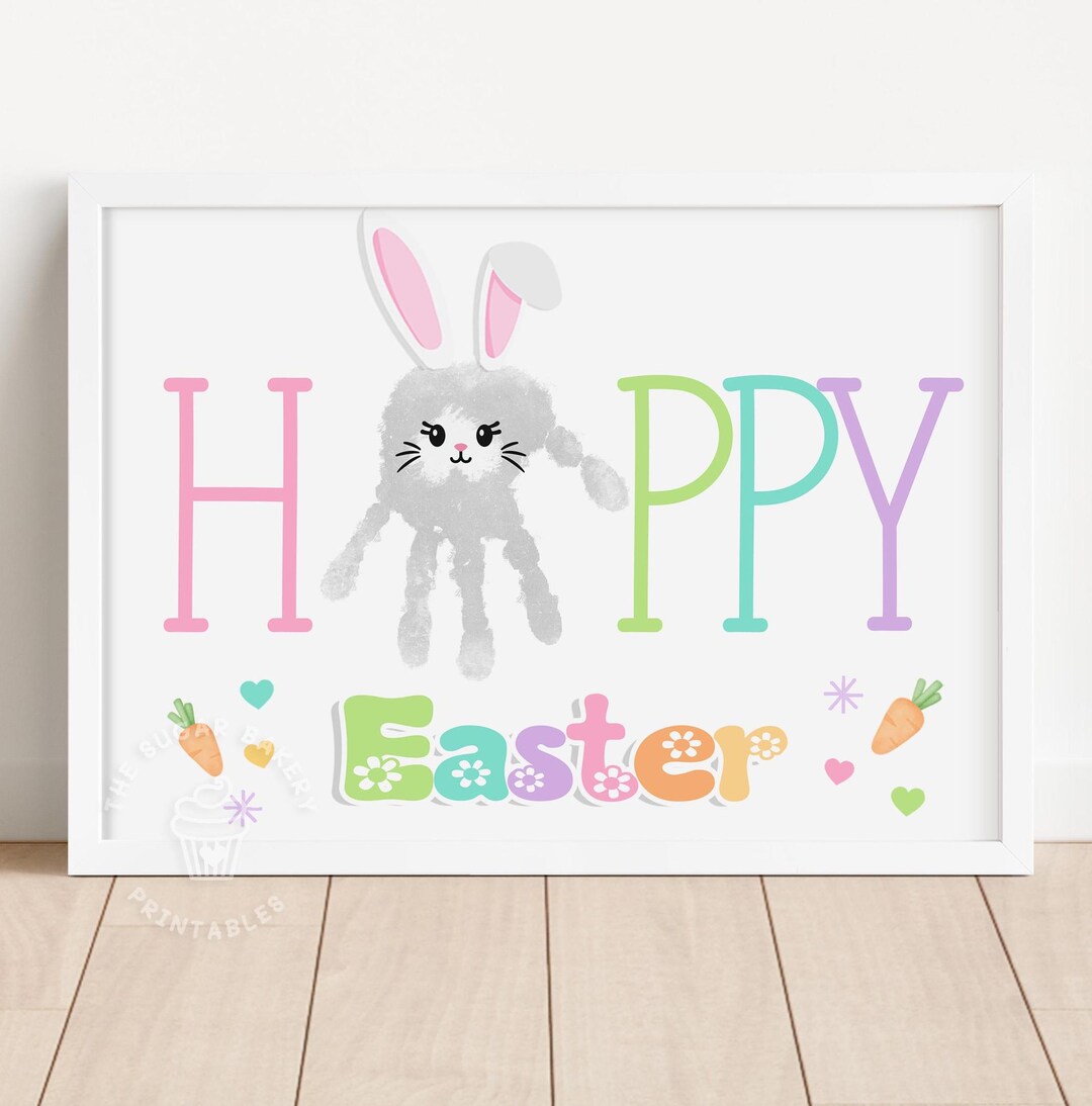 Easter Handprint Art, Happy Hoppy Easter Bunny Handprint Crafts ...