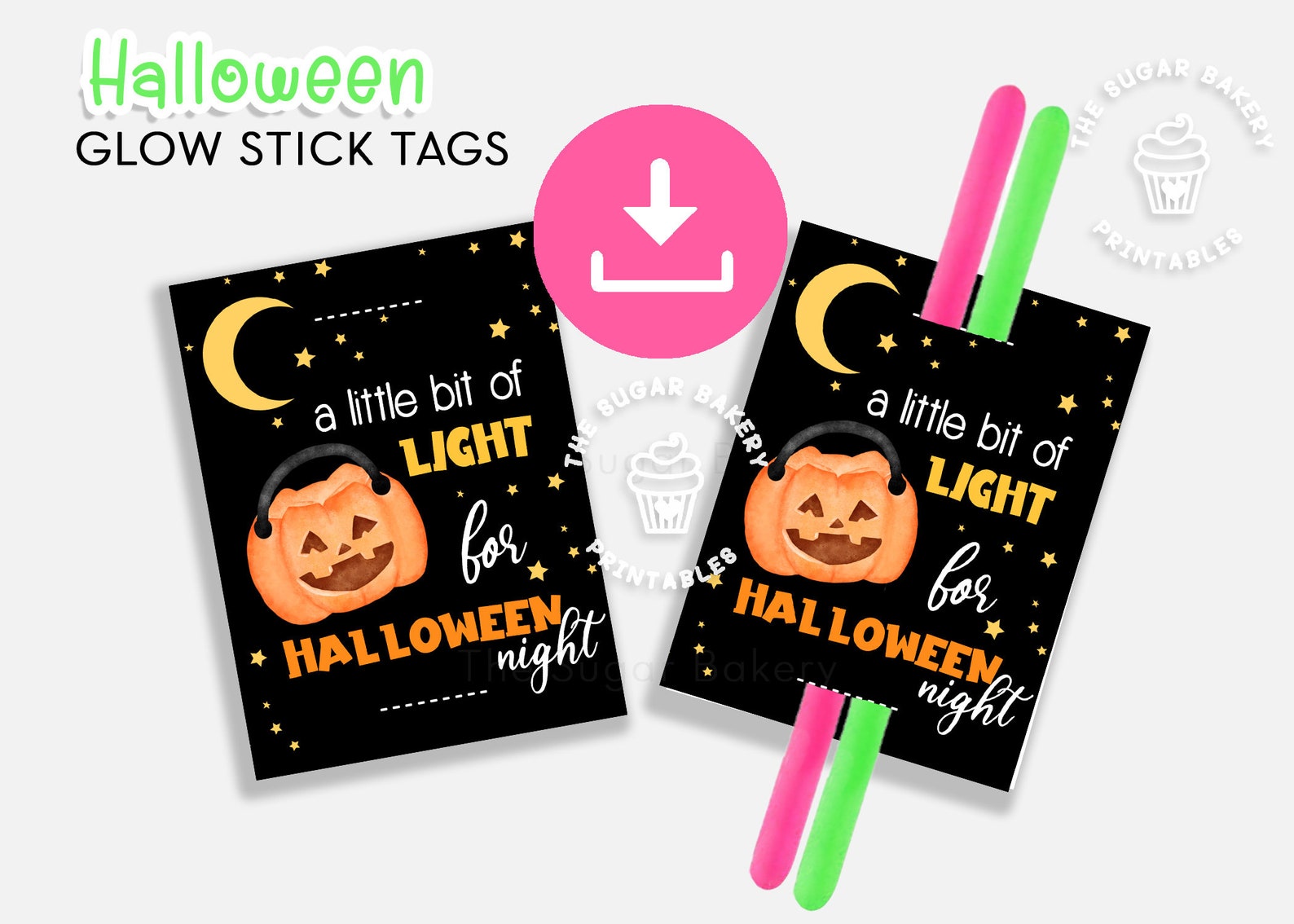 Halloween Glow Stick Tag, A Little Light for Halloween Night Tag, 3x4 ...