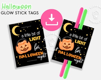 Printable Halloween Neon Little Light to Glow Your Night Cards - Etsy