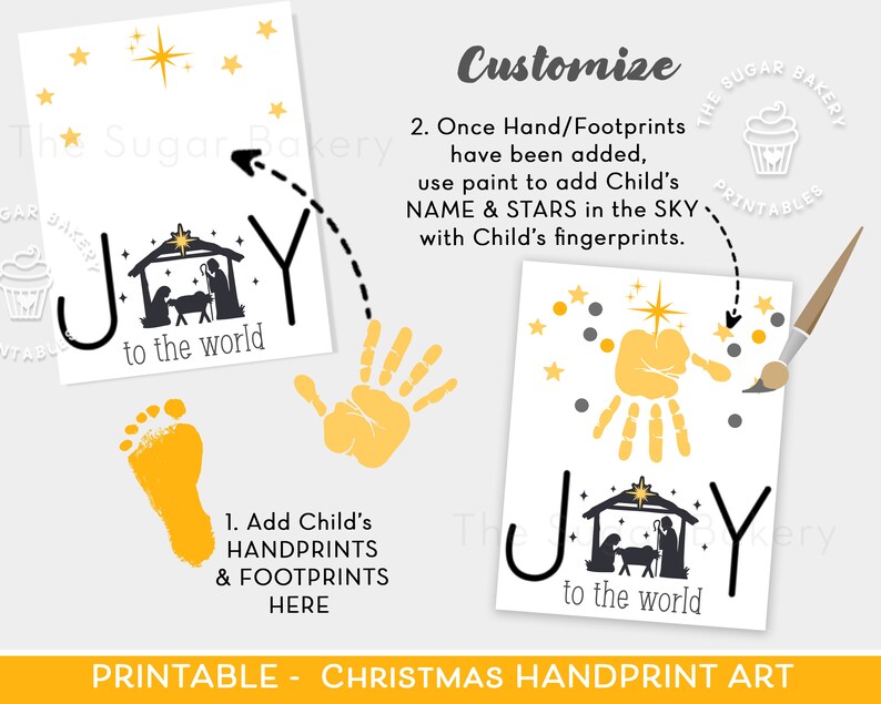 Christmas NATIVITY Handprint Art Joy to the World Sunday - Etsy