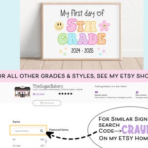 First Day of 5th GRADE Sign, RETRO 5th Grade Printable Sign, Back to ...