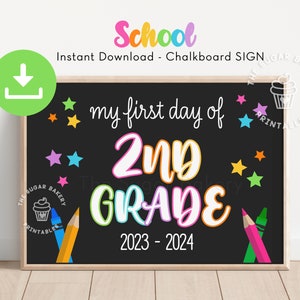 First Day of School Sign 2nd Grade Digital Printable, 1st Day of 2nd ...