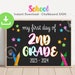 First Day of School Sign 2nd Grade Digital Printable, 1st Day of 2nd ...