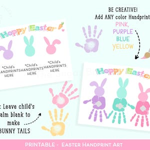 Easter HANDPRINT ART Printable Hoppy Easter Bunny Handprint Crafts Kids ...
