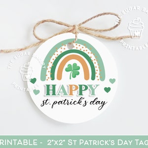 Happy St. Patrick's Day Treat TAGS, St. Patrick's Day Tags, Round 2x2 ...