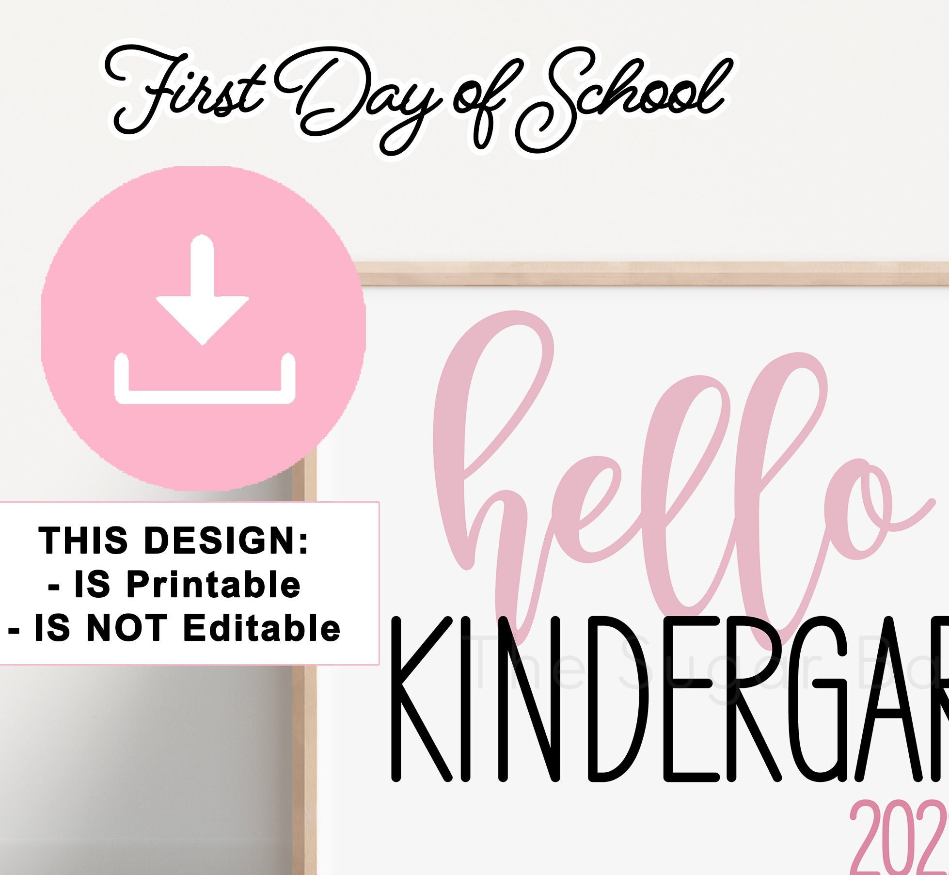 KINDERGARTEN School Sign Printable Hello Kindergarten SIGN First Day ...