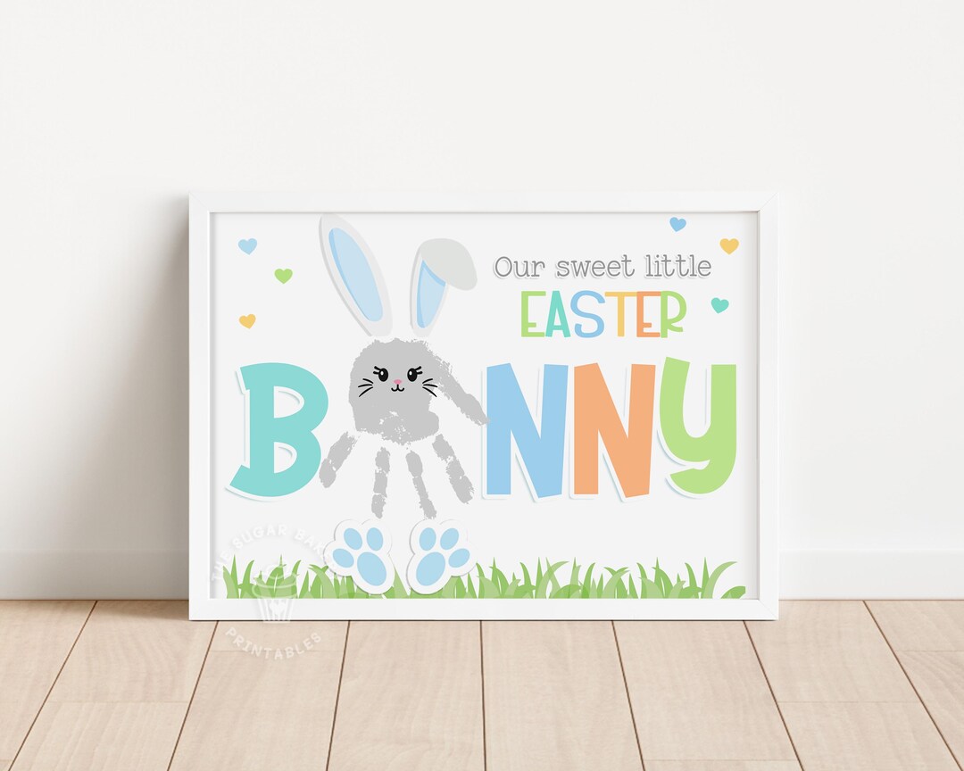 Easter Bunny Handprint Art, EASTER Footprint Handprint Craft, Keepsake ...