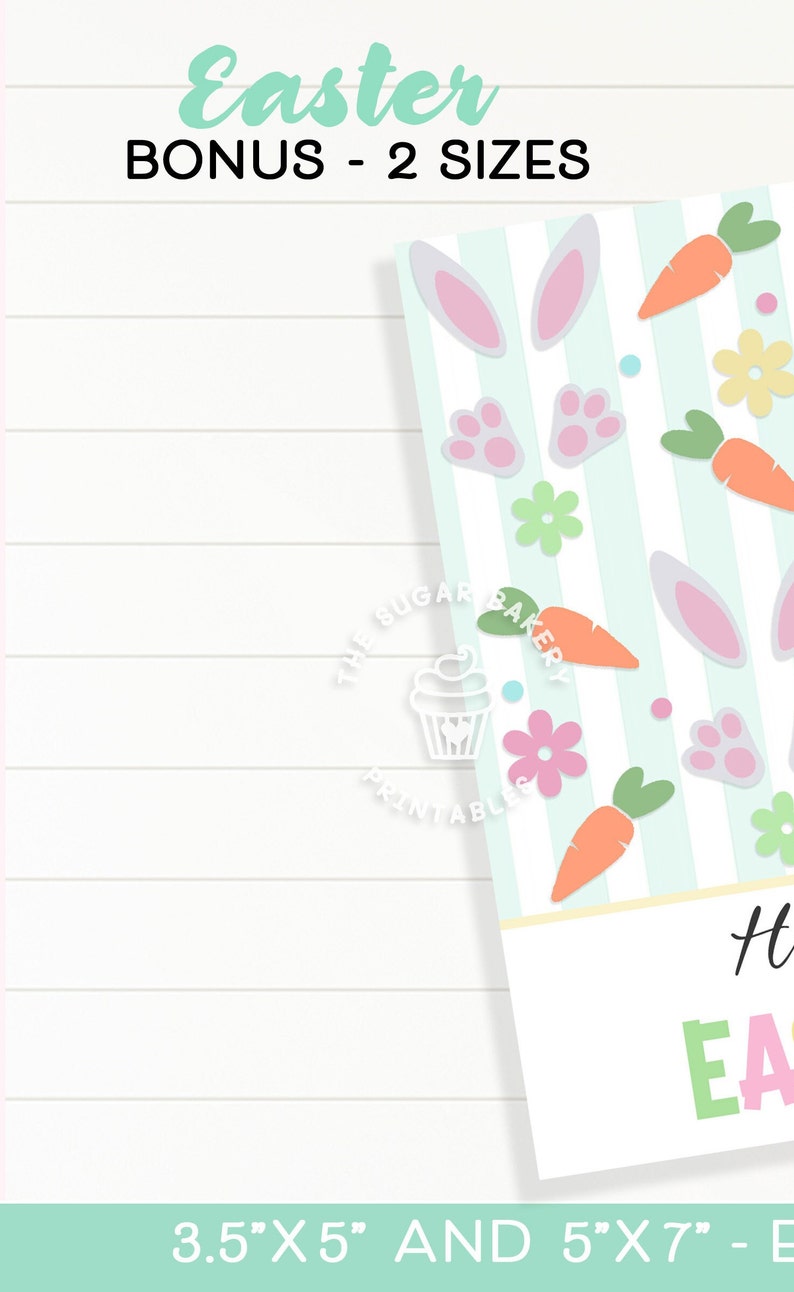 Happy Easter Bunny Ears Cookie Card, Mini and 5x7 COOKIE CARDS, Easter ...