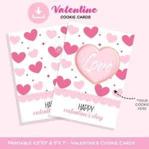 Happy Valentine's Day Cookie Cards, Sweetheart Valentine Cookie Card ...
