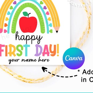 Happy FIRST DAY of School Tag, Back to School Gift Tag, First Day of ...