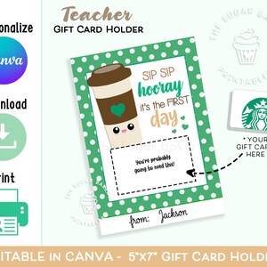 PRINTABLE Back to School Coffee Teacher Gift Card Holder - Etsy